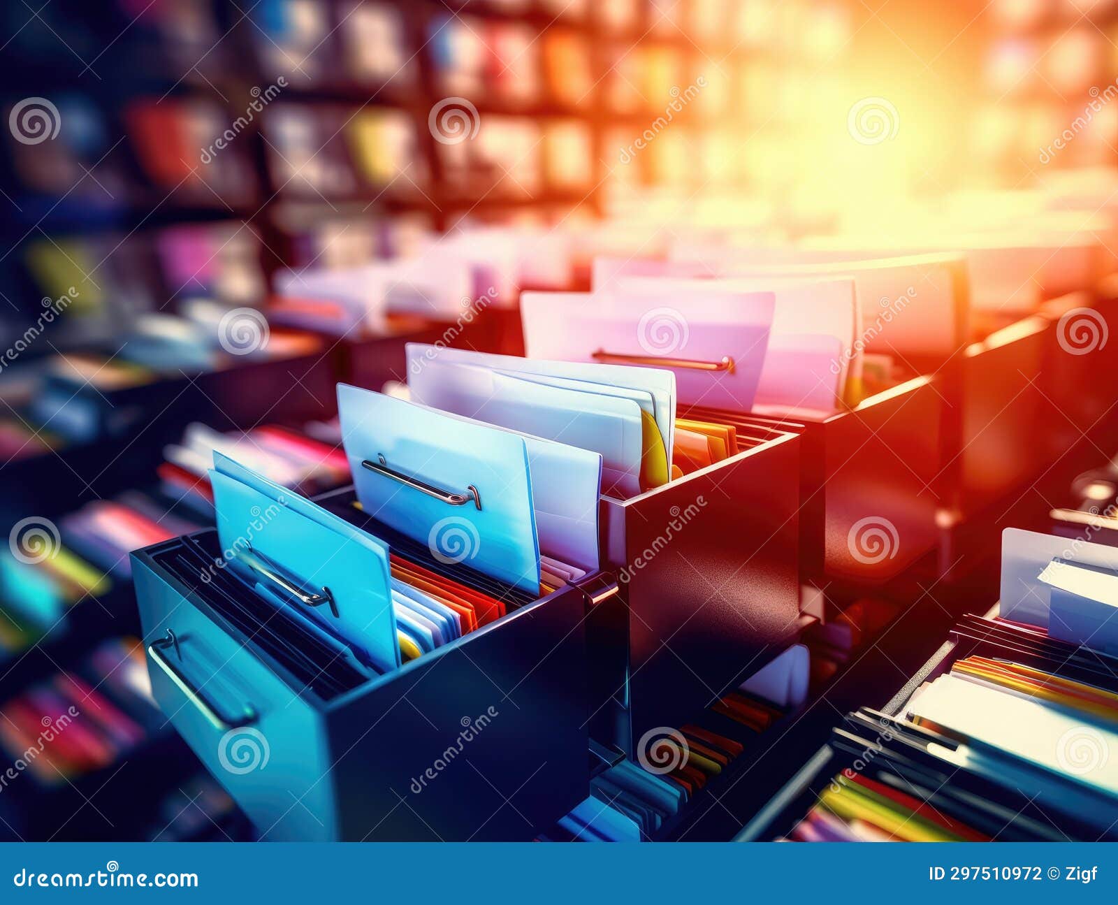 Stack Of Folders In Filing Cabinet Stock Photo | CartoonDealer.com ...