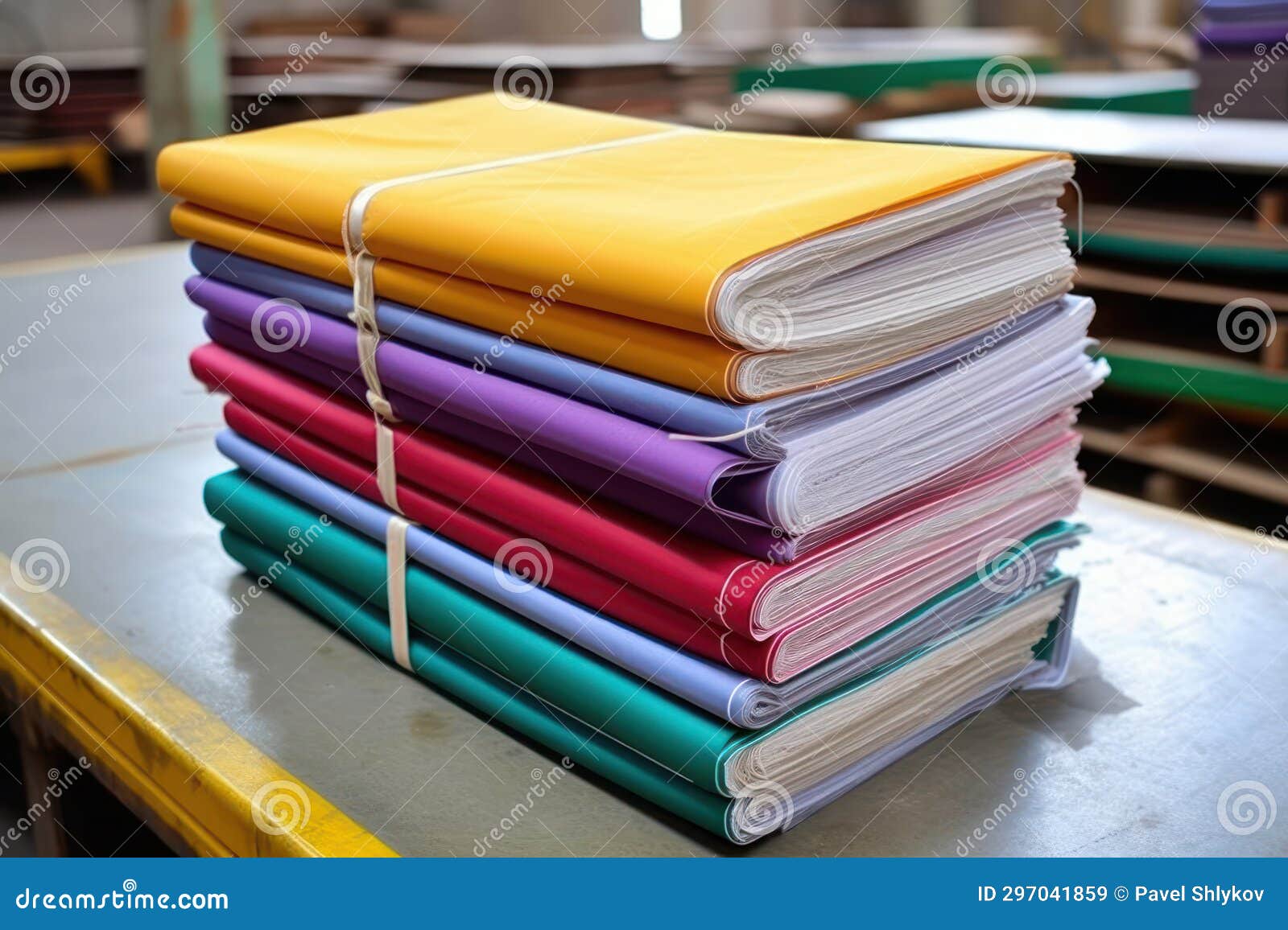Stack of Folders on Table in Warehouse. Stock Image - Image of organize ...