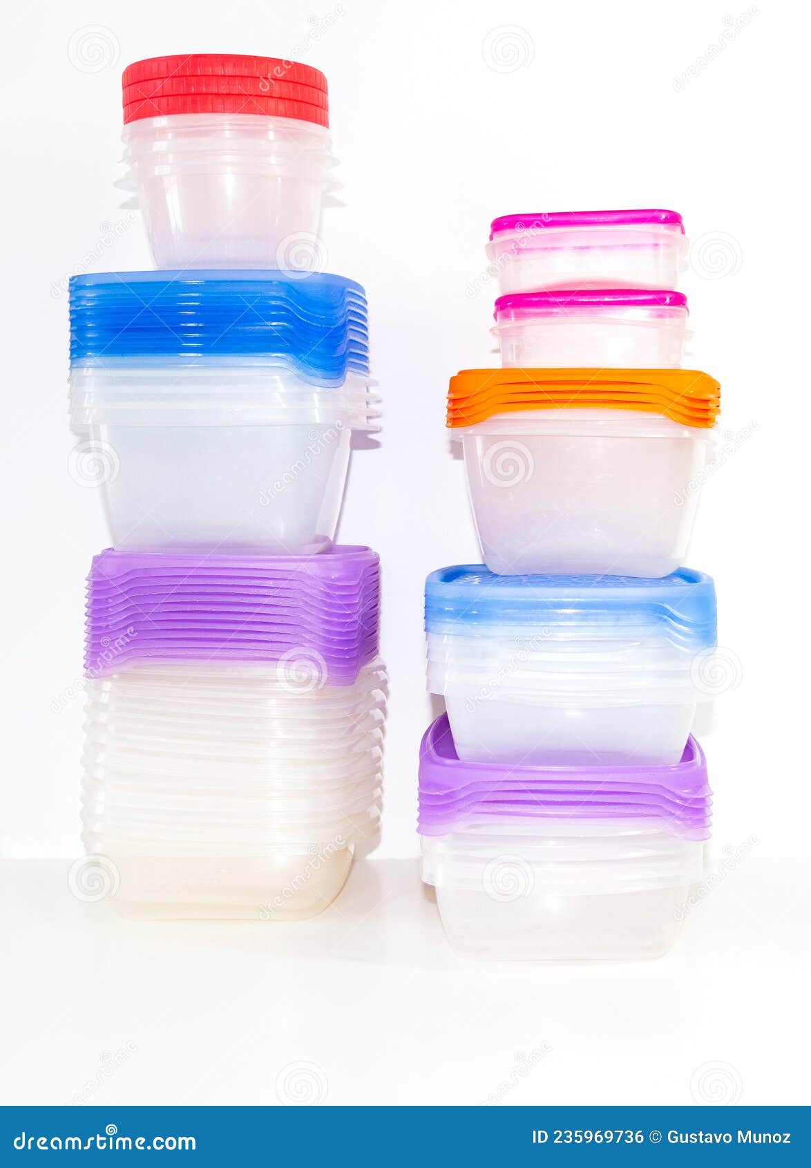 Stack of Food Plastic Containers Isolated on White Background Stock ...