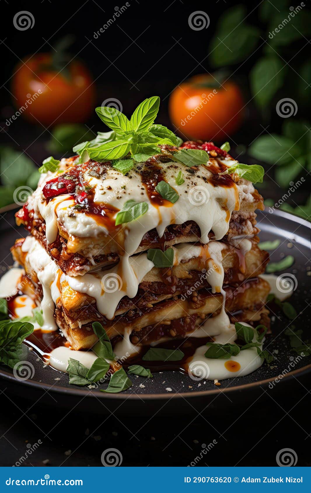 A stack of food on a plate stock illustration. Illustration of plant ...