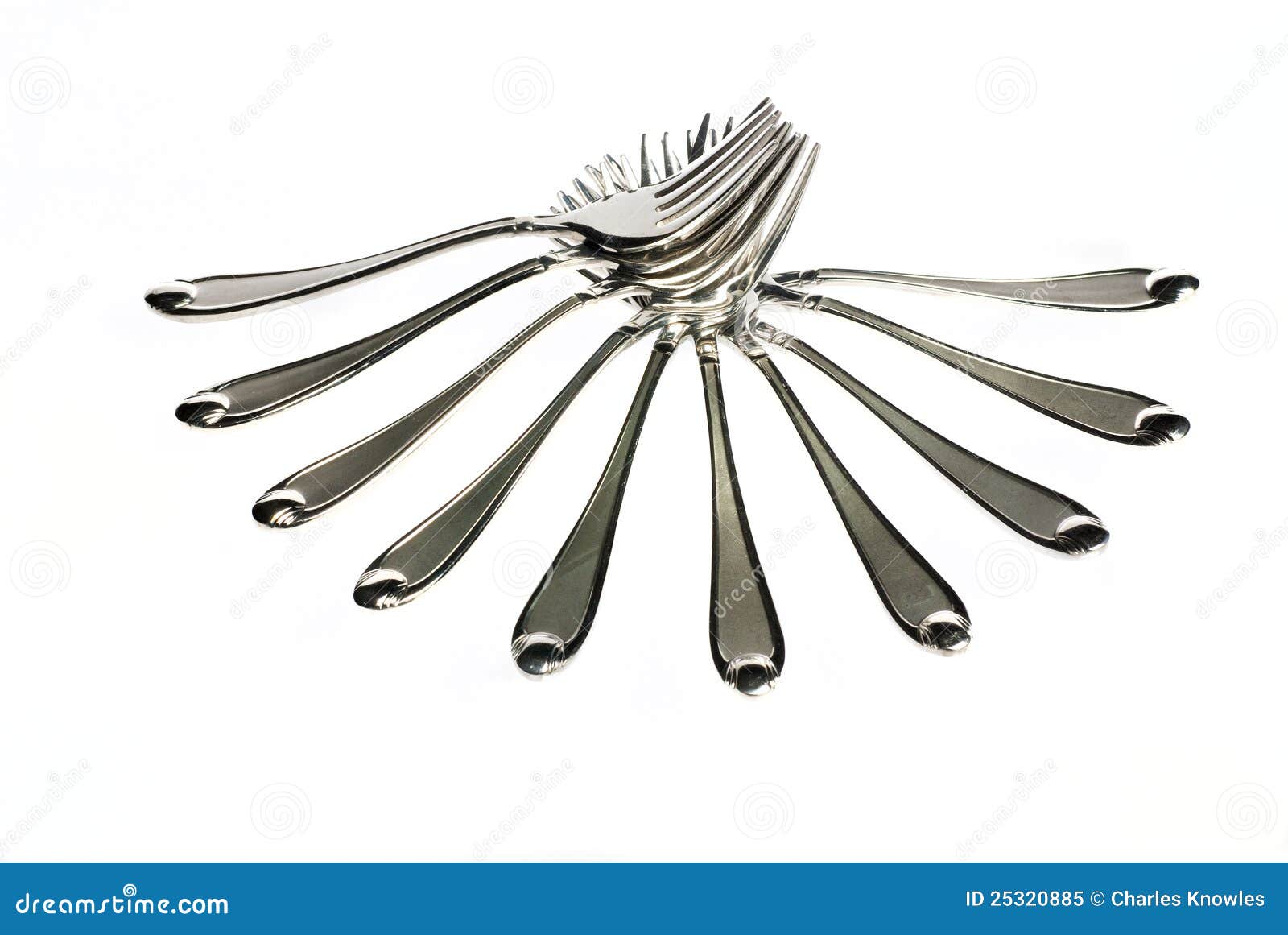 Stack of Forks on a White Background Stock Image - Image of steel ...