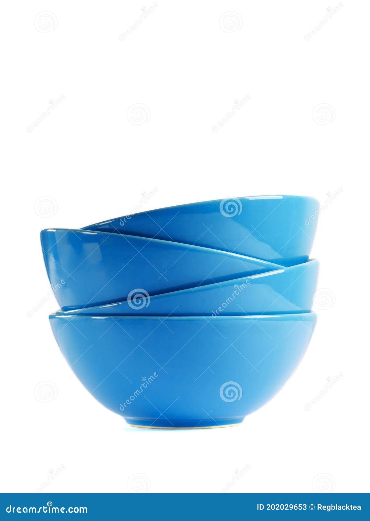 Stack of Blue Bowls Isolated on White. Stock Image - Image of dinner ...