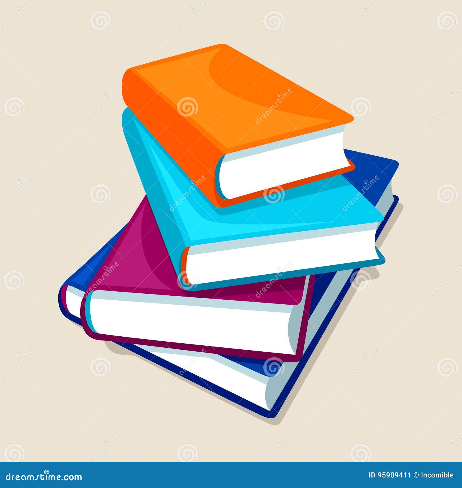 Stack of Four Books. Illustrations for Education and School Stock ...