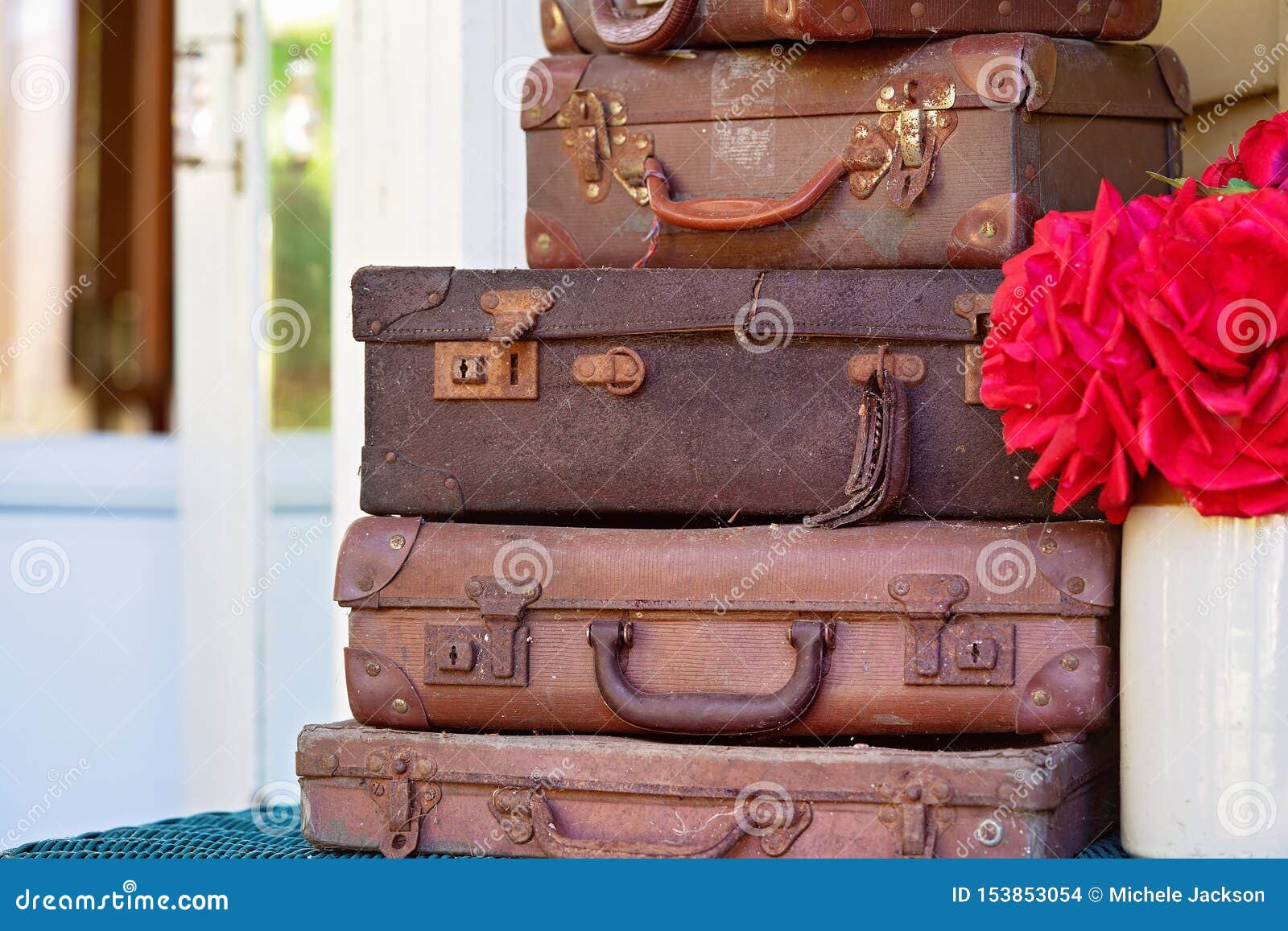 Old Dilapidated Suitcase Stack Stock Photo - Image of open, case: 153853054