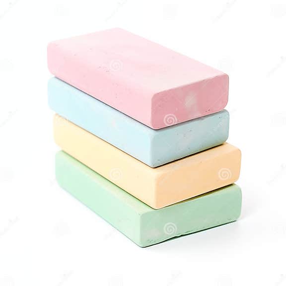 Stack of Four Rectangular Pastel Chalks on White Background Stock ...
