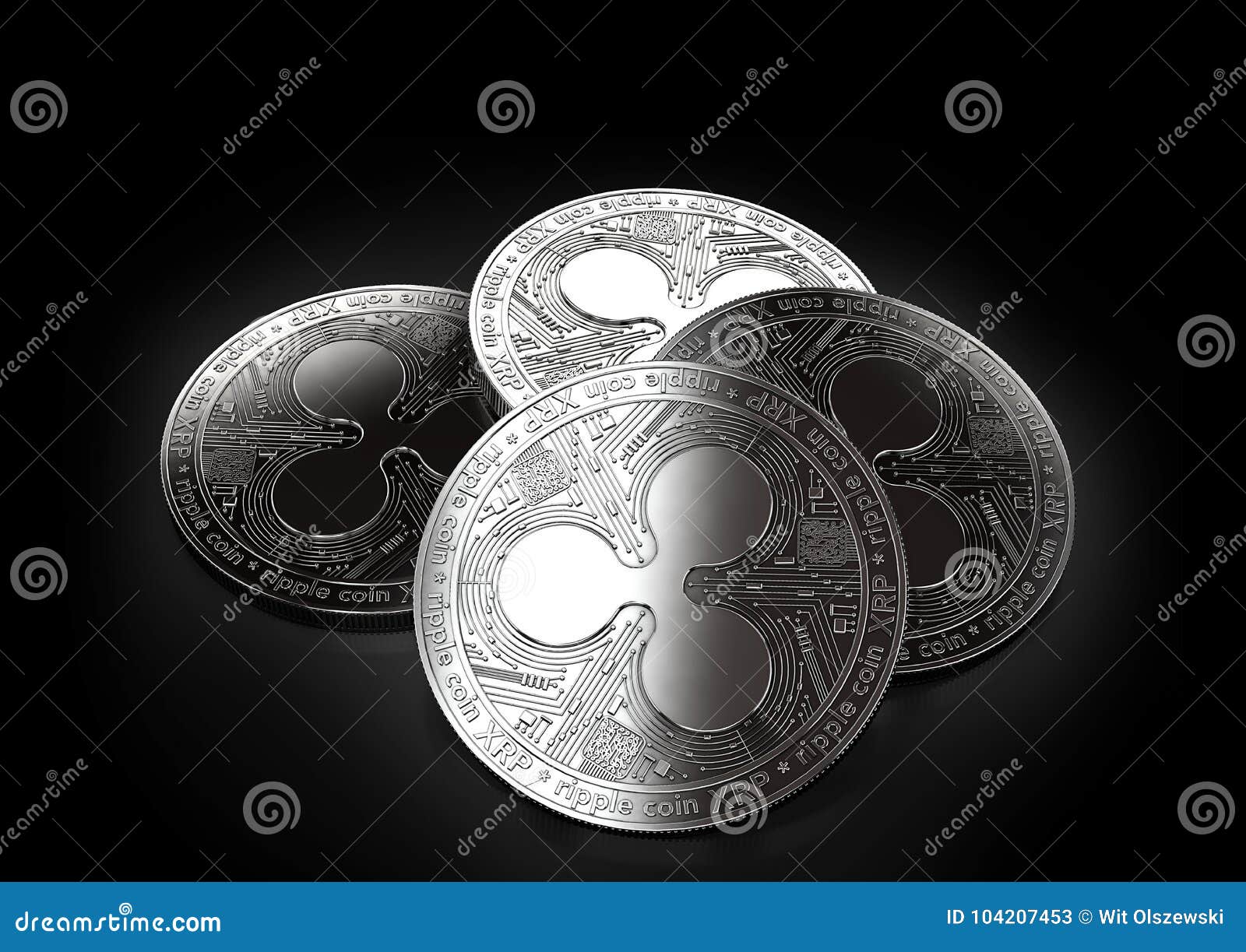 Stack of Four Silver Ripple Coins Laying on the Black Background ...