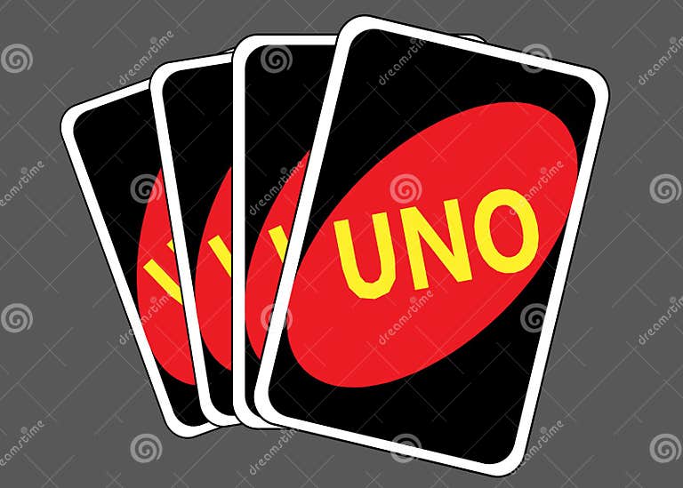 A Stack of Four UNO Game Cards Showing the Back Face of Black with Red ...