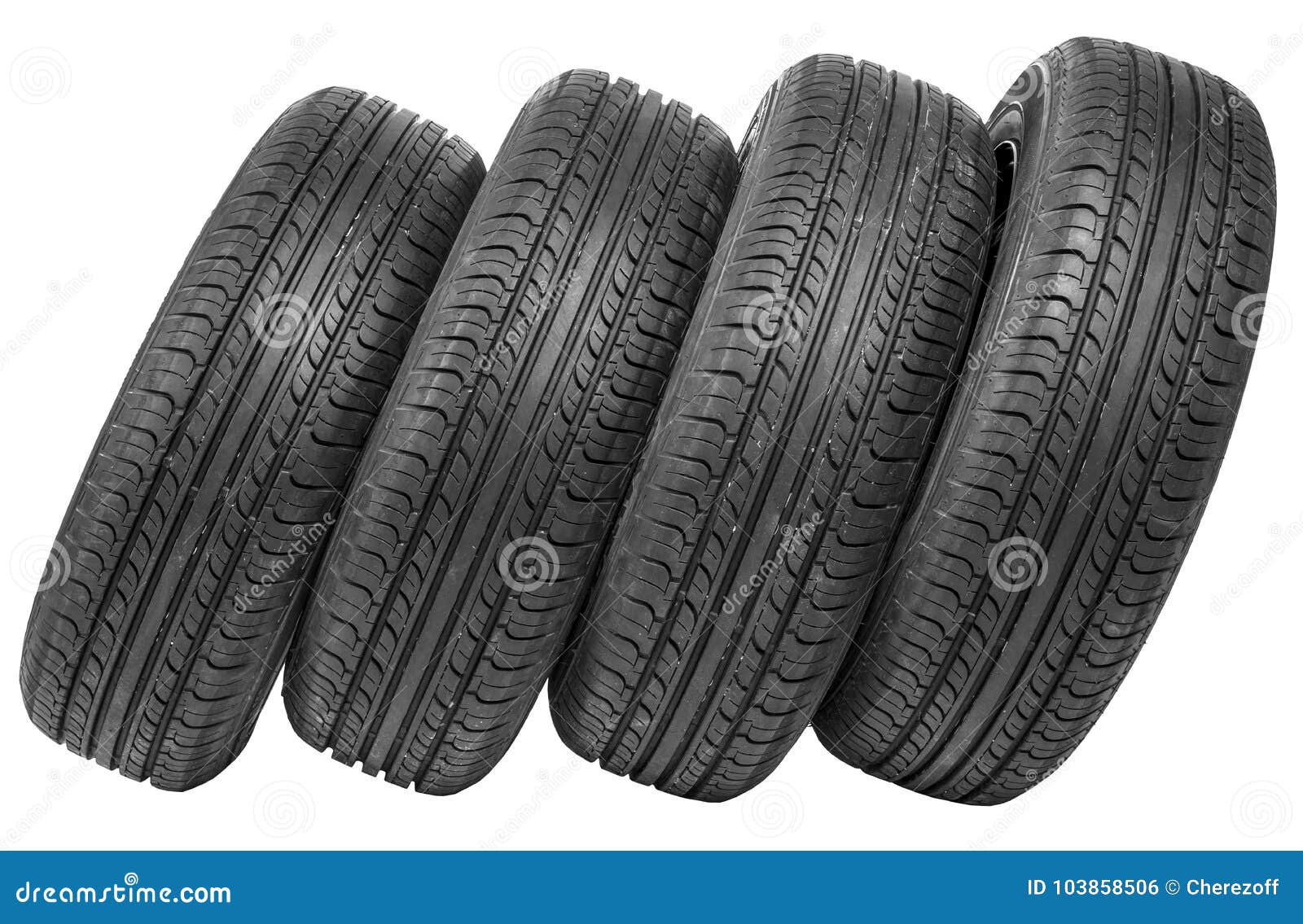 Stack of Four Wheel New Black Tyres Stock Photo - Image of four ...