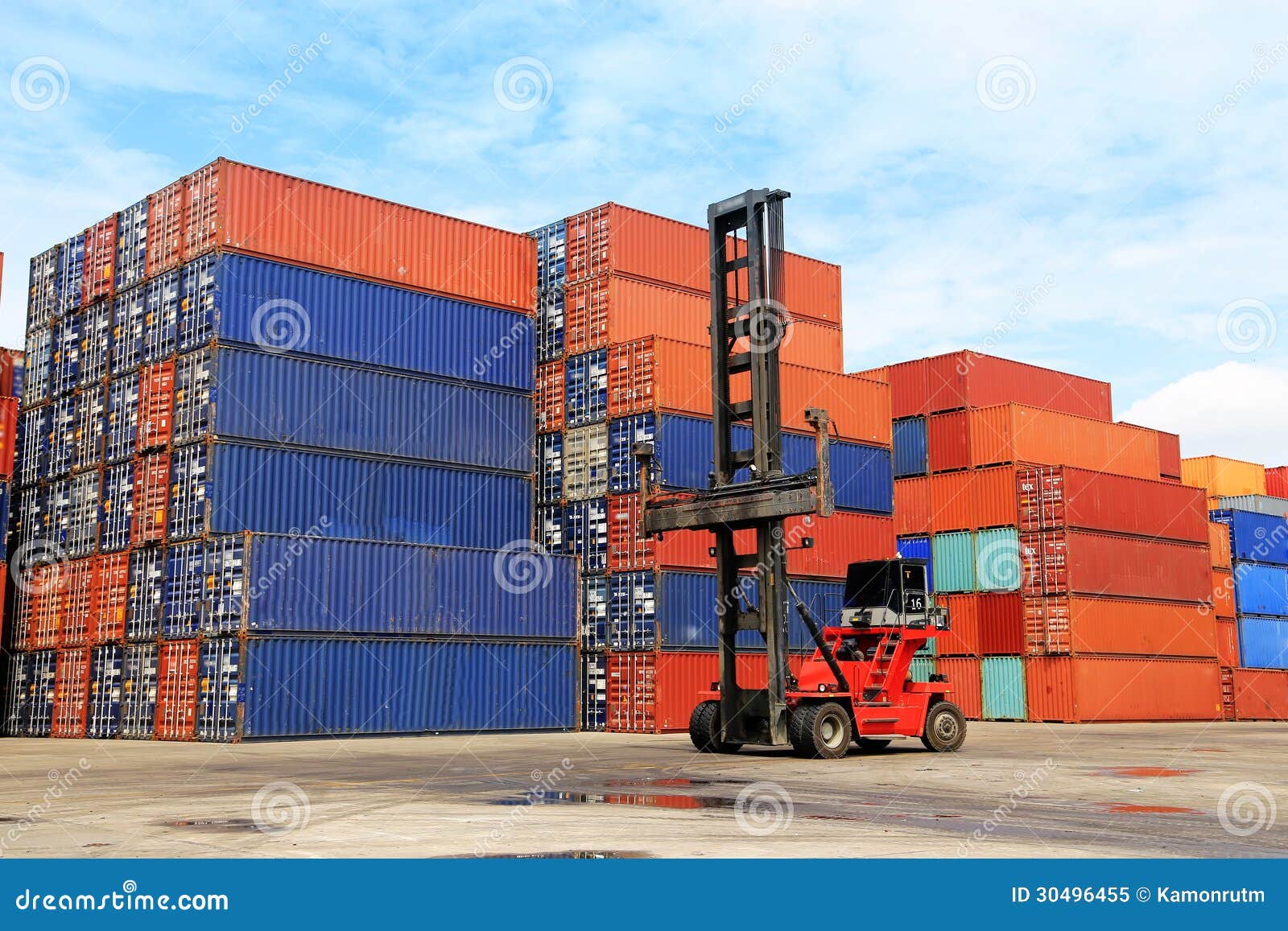 Stack of Freight Containers at the Docks Stock Image - Image of dock ...