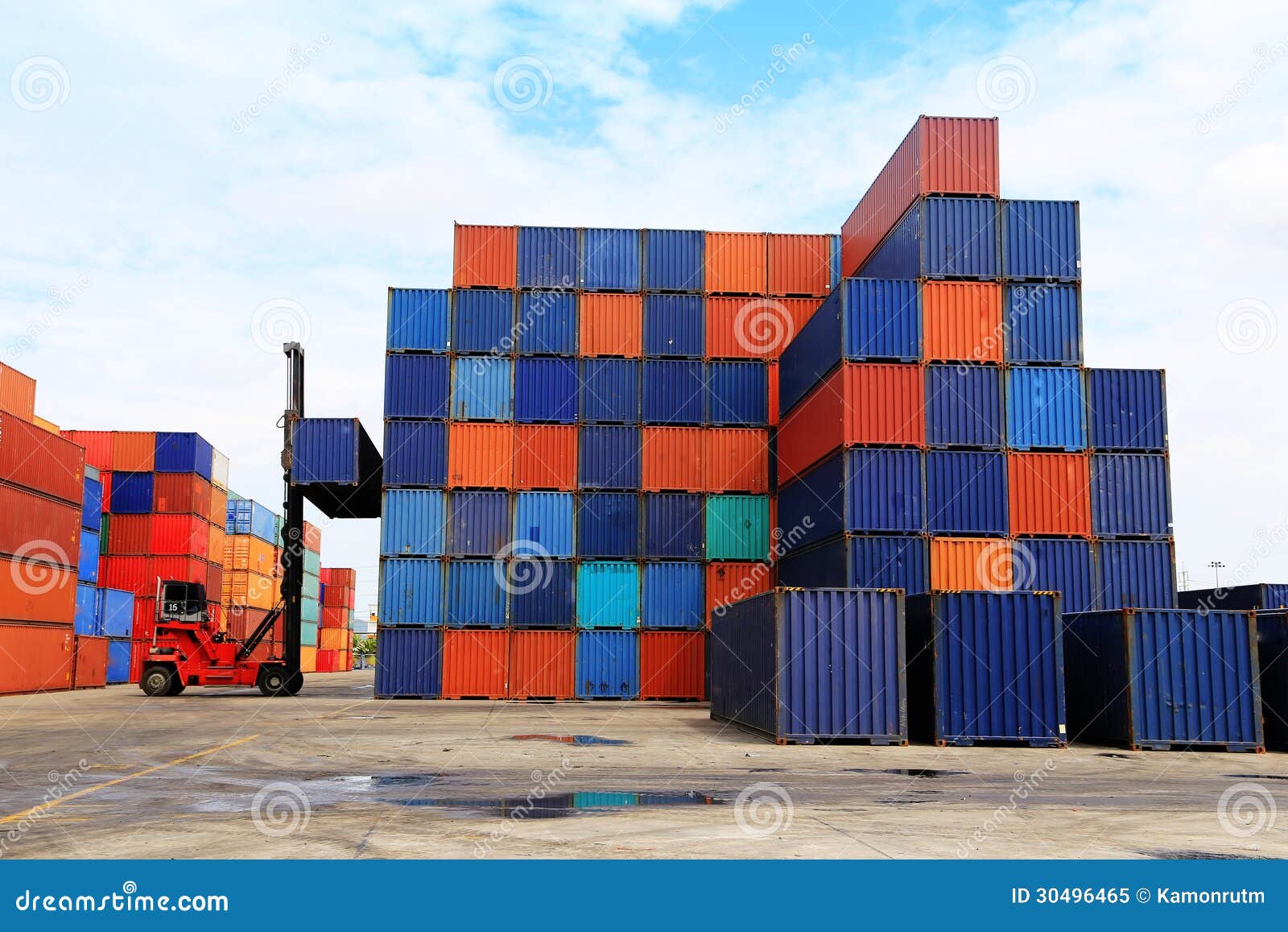 Stack of Freight Containers at the Docks Stock Image - Image of land ...