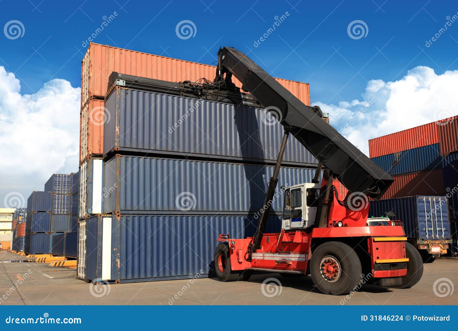 Stack of Freight Containers Stock Photo - Image of commerce, heavy ...