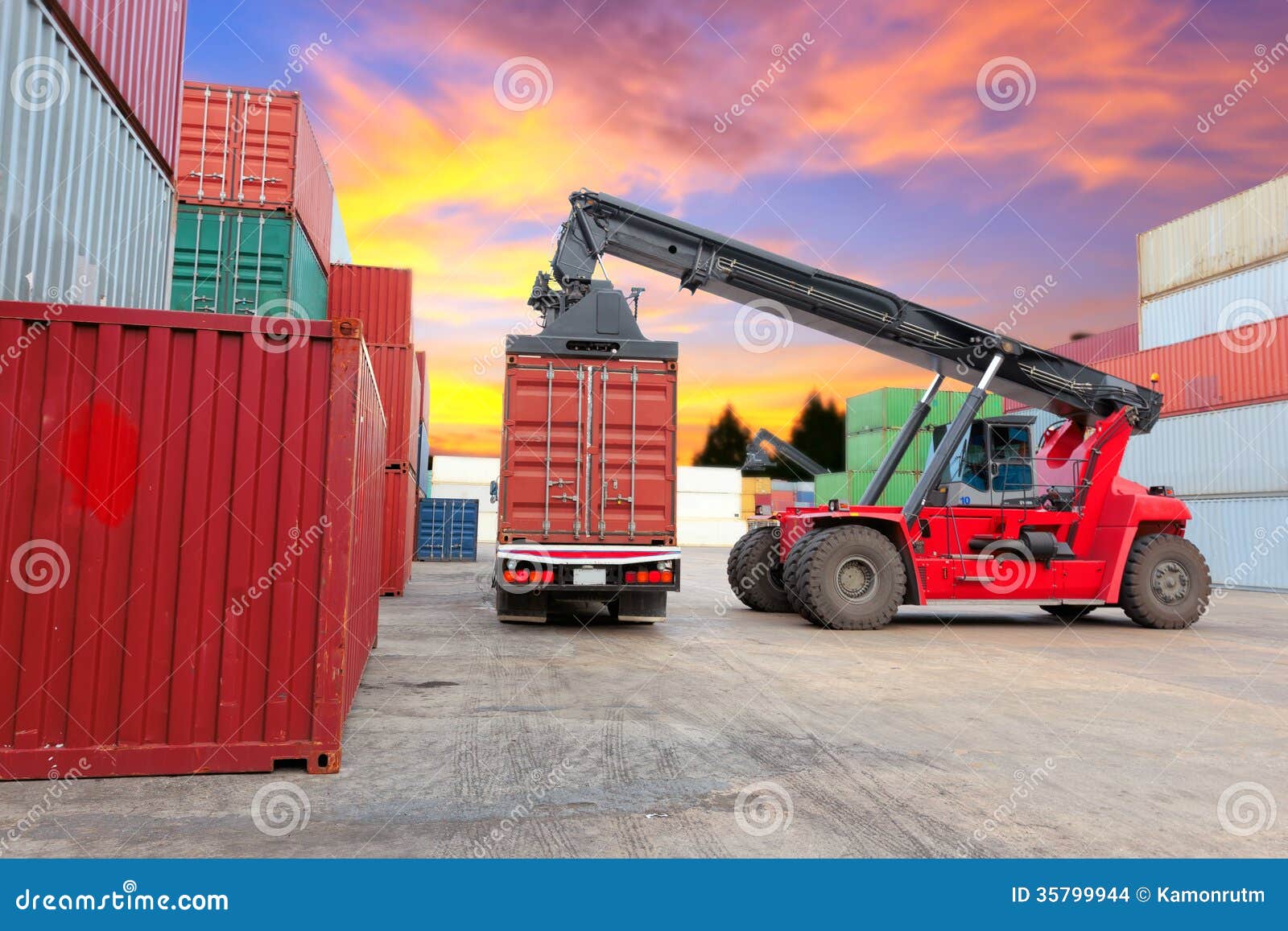Stack of Freight Containers at the Docks Stock Photo - Image of cargo ...