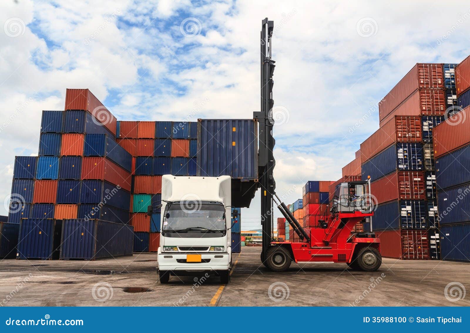 Stack of Freight Containers Stock Photo - Image of cargo, business ...