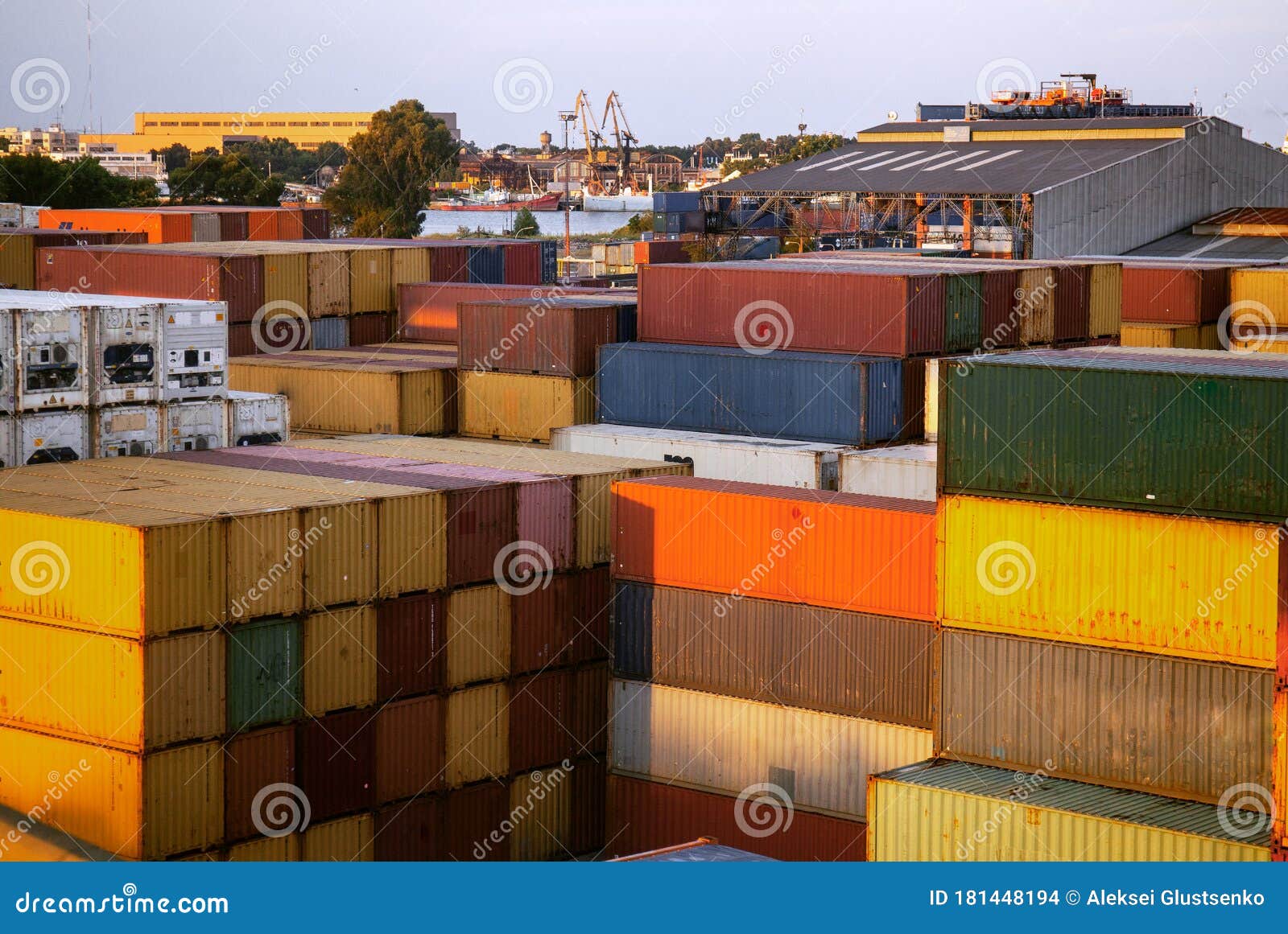 Stack of Freight Shipping Containers at the Docks. Cargo Port Stock ...