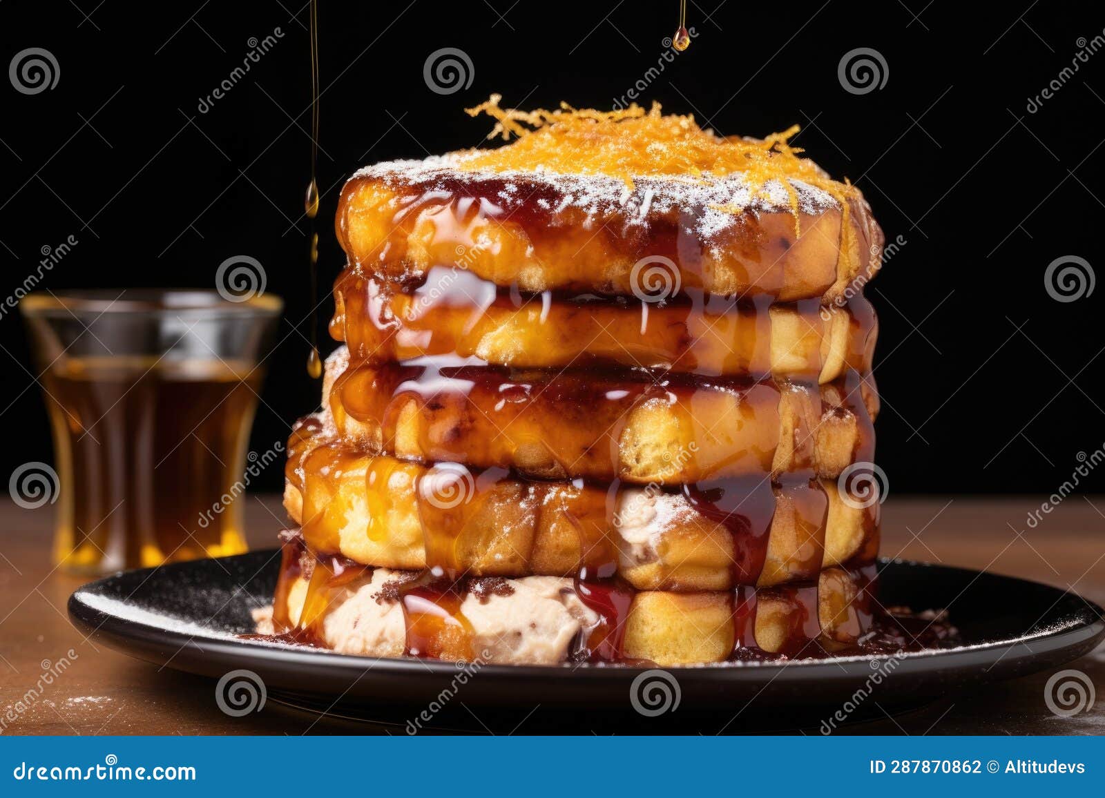 Stack of French Toast with Syrup Drizzle Stock Illustration ...