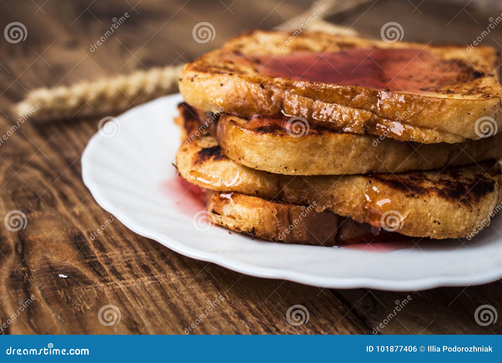 Stack of French Toast on Wooden Background Stock Photo - Image of ...