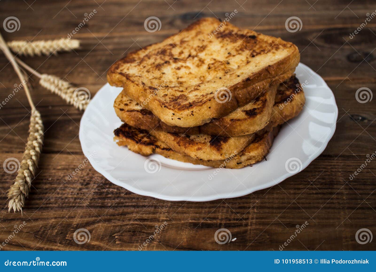Stack of French Toast on Wooden Background Stock Image - Image of honey ...