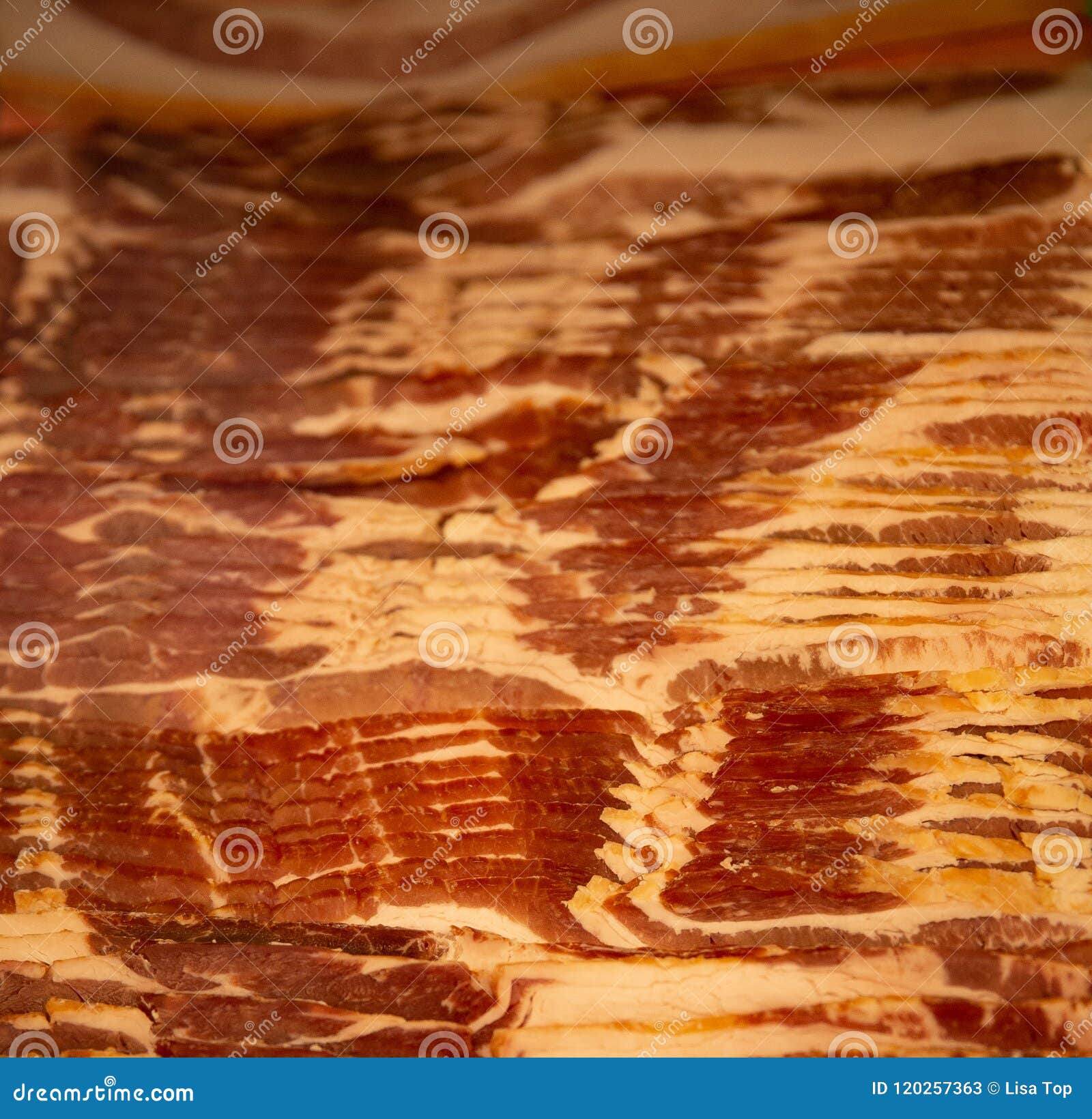 Stack of Fresh Bacon at the Butcher Stock Image - Image of bacon ...