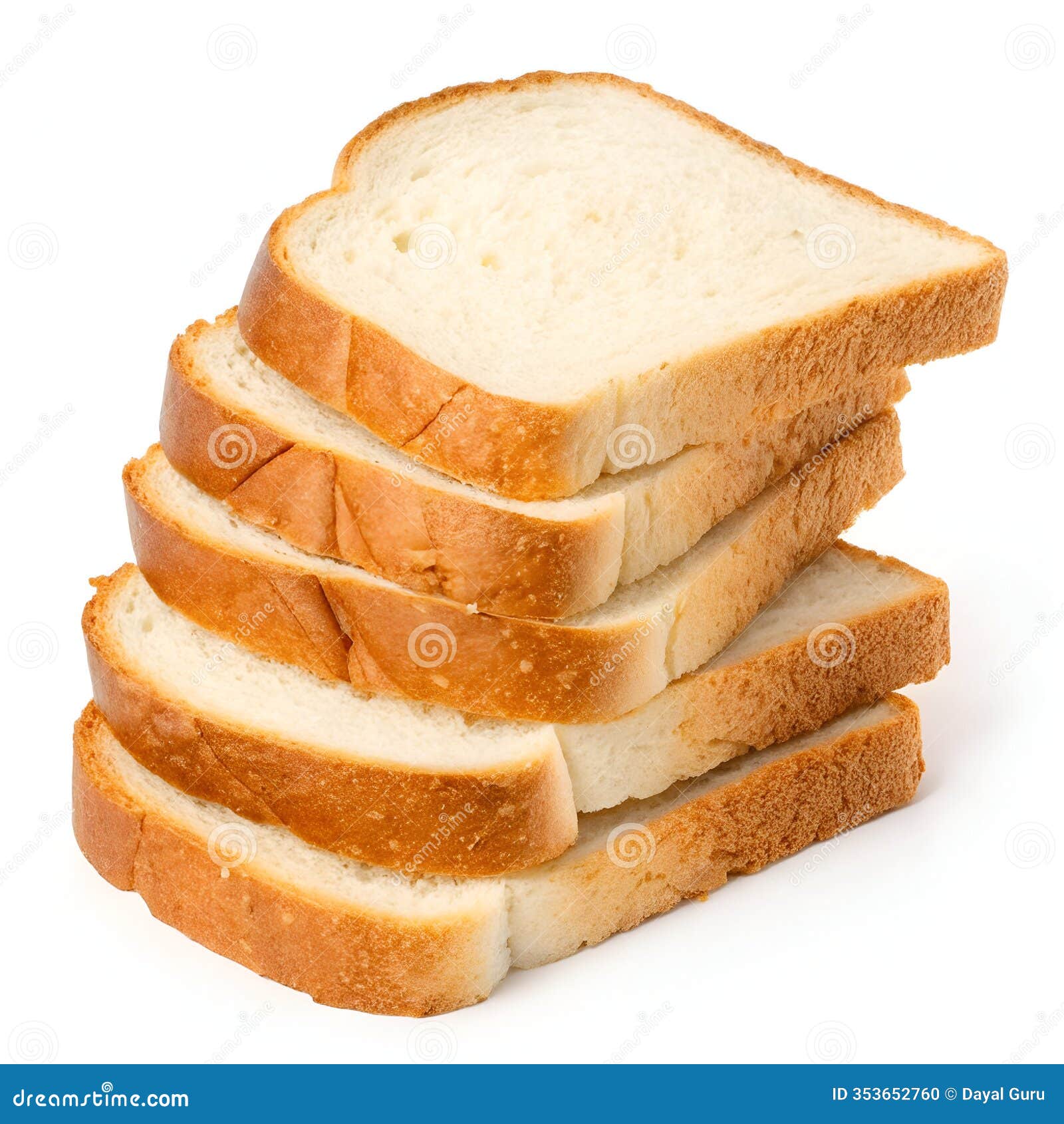 Stack of Fresh Bread Slices on White Background Stock Illustration ...