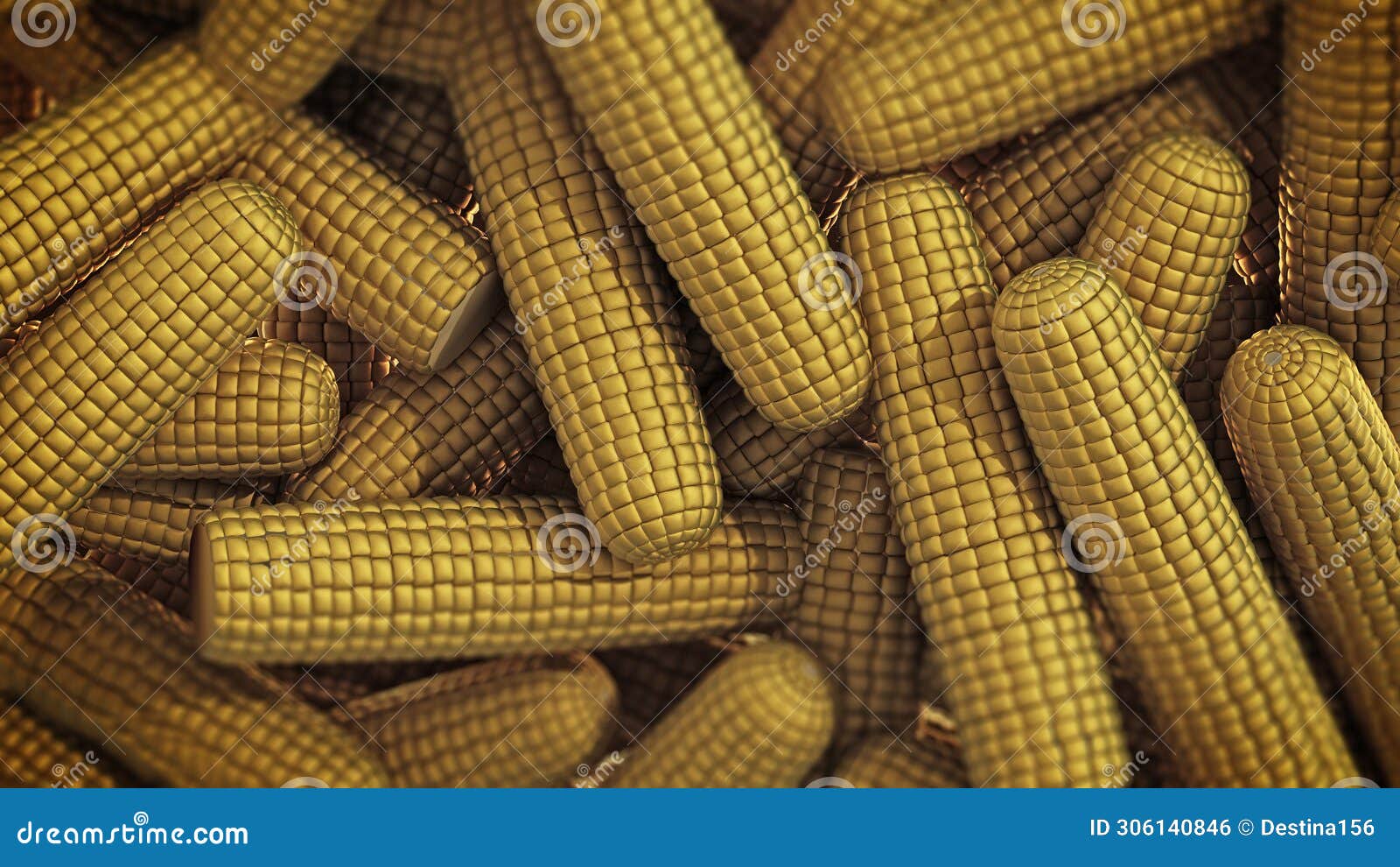 Stack of Fresh Corn Cobs. 3D Illustration Stock Illustration ...
