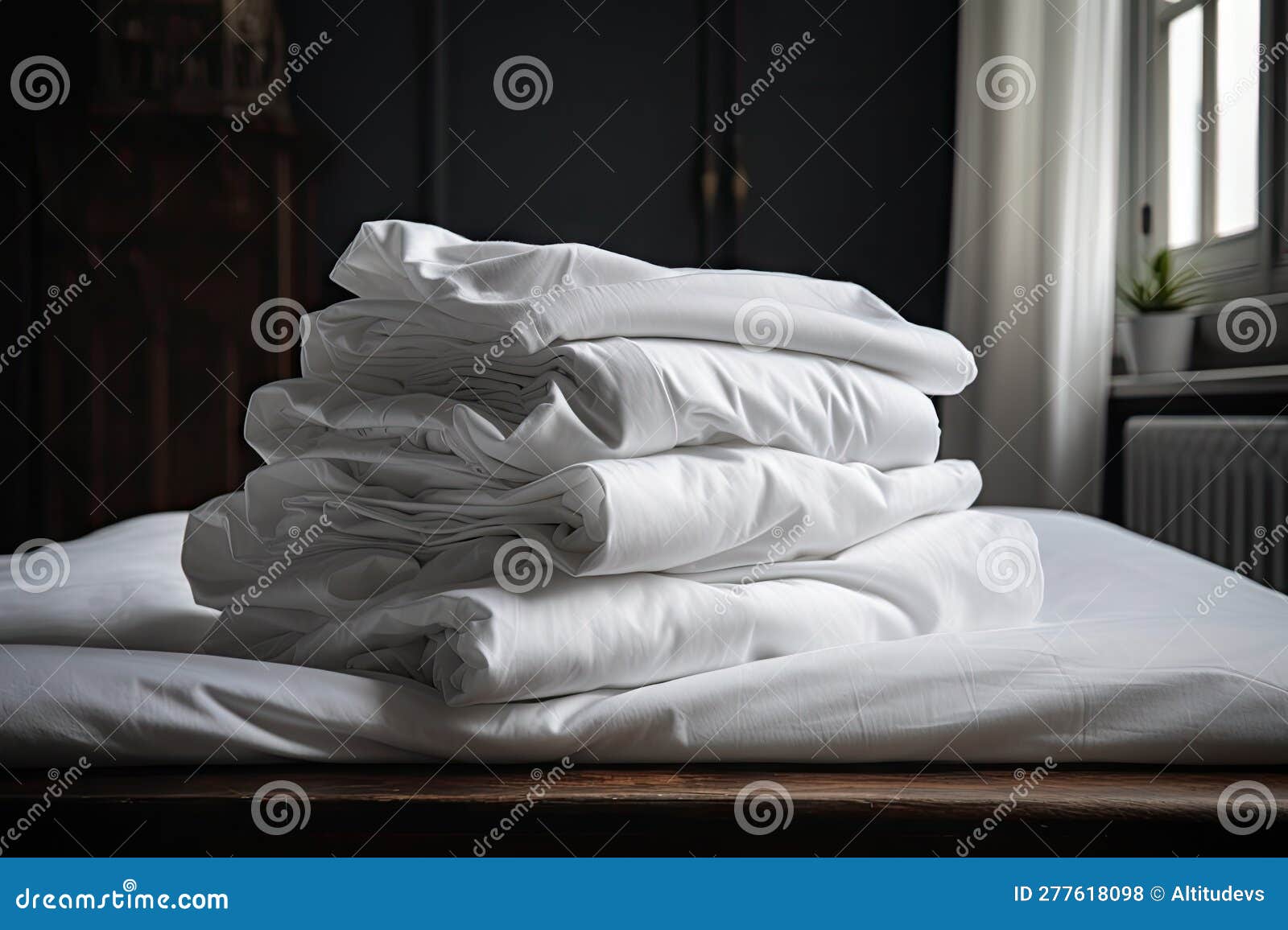 A Stack of Fresh and Crisp Sheets, Ready for Their First Night S Sleep ...