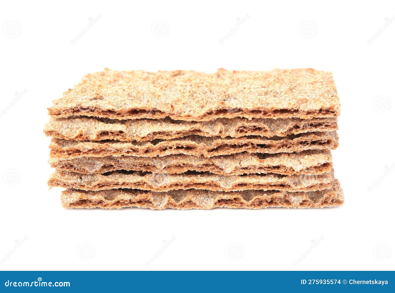 Stack of Fresh Crunchy Crispbreads on White Background. Healthy Snack ...