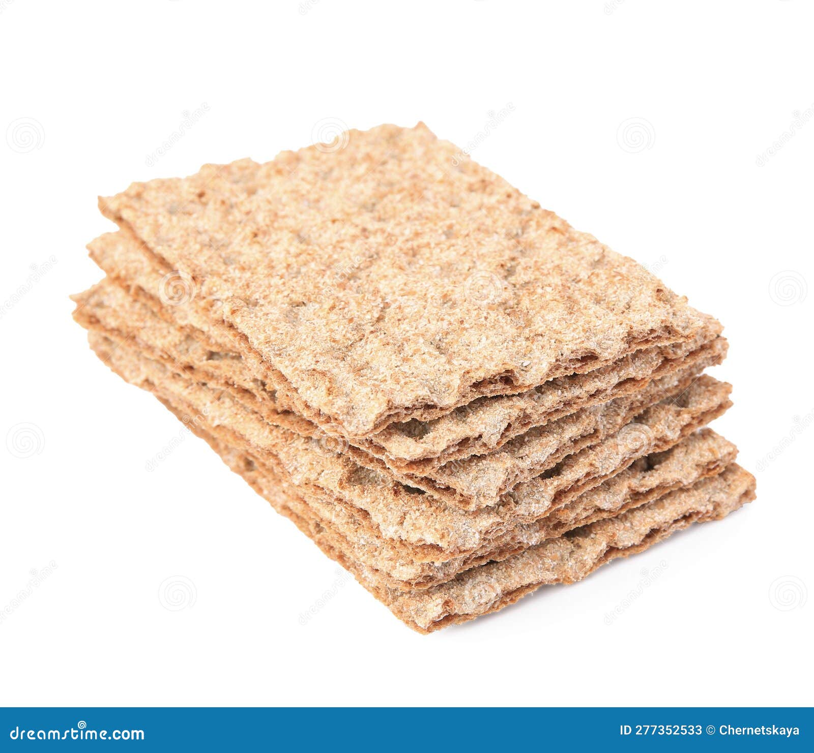 Stack of Fresh Crunchy Crispbreads on White Background. Healthy Snack ...