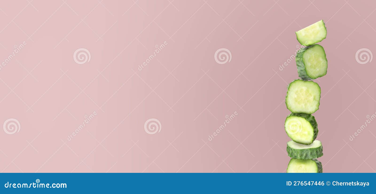 Stack of Fresh Cucumber Pieces on Dusty Pink Background, Space for Text ...