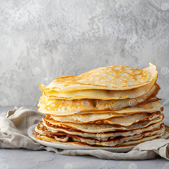 Stack of Fresh Homemade Crepes on Table Stock Illustration ...