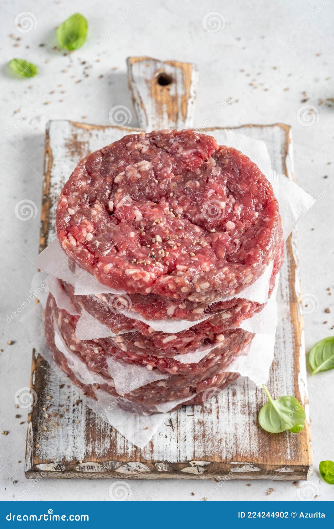Stack of Fresh Raw Burger Patty Stock Photo - Image of barbecue, beef ...