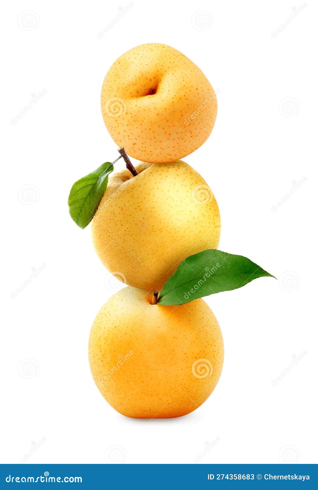Stack of Fresh Ripe Apple Pears on White Background Stock Image - Image ...