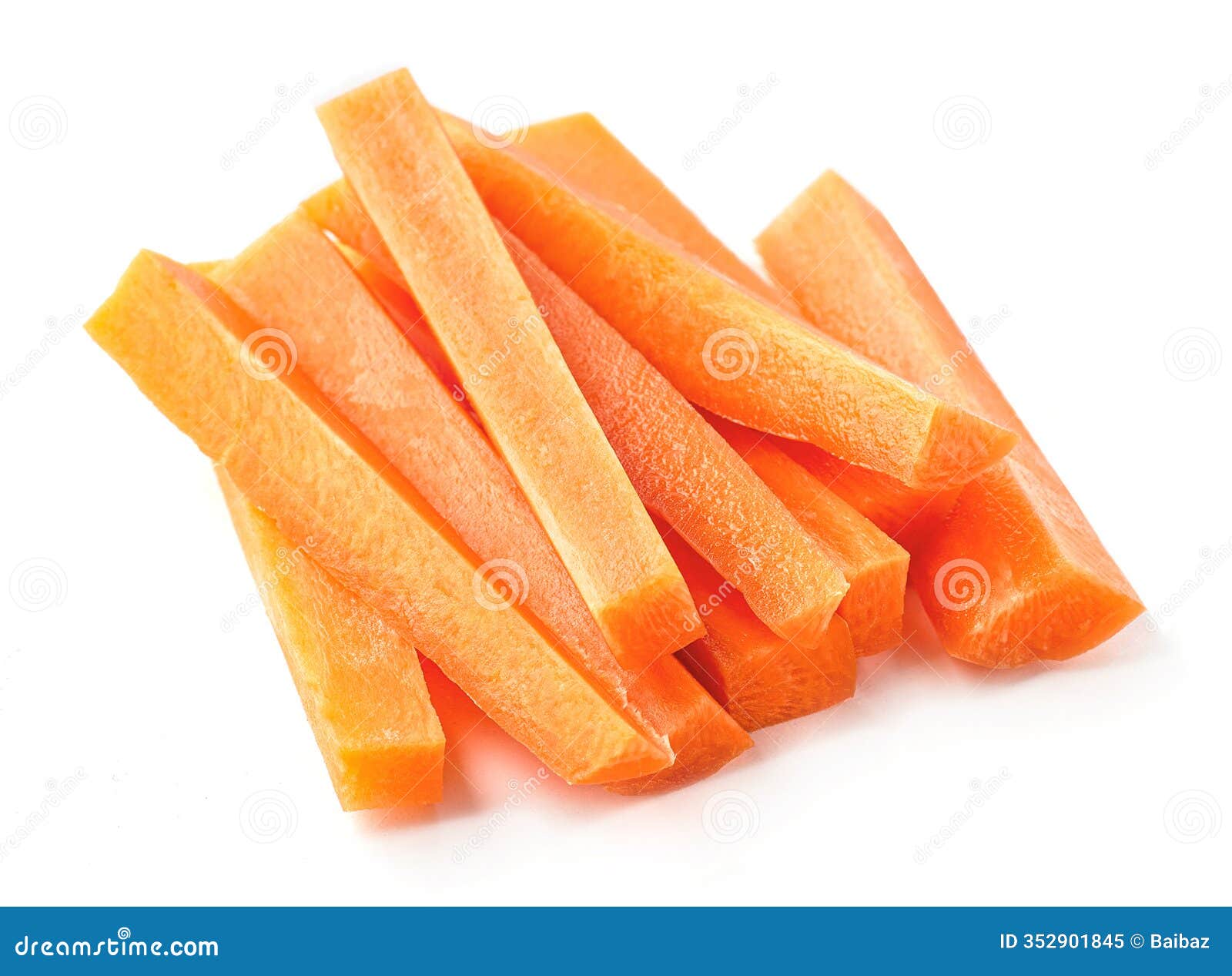 Stack of Fresh Ripe Sliced Carrot Sticks on White Background Stock ...