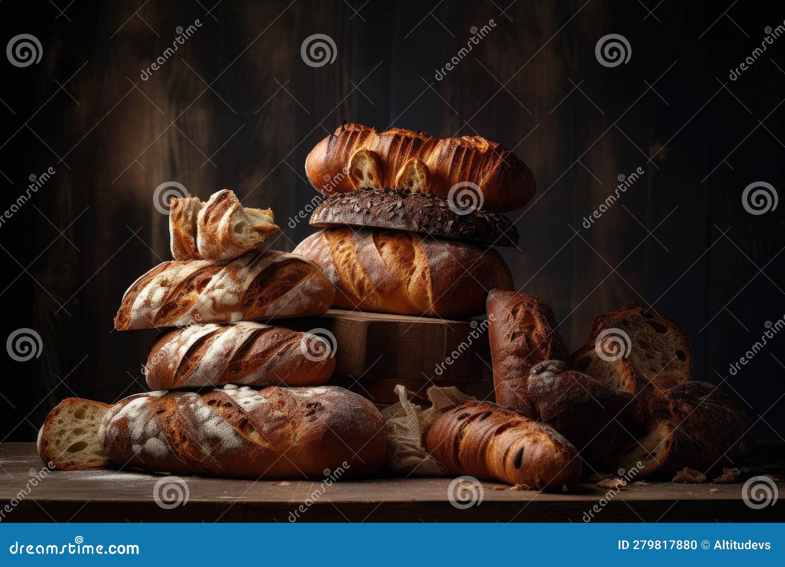 Stack of Freshly Baked Breads, with Each Layer Showing Off a Different ...