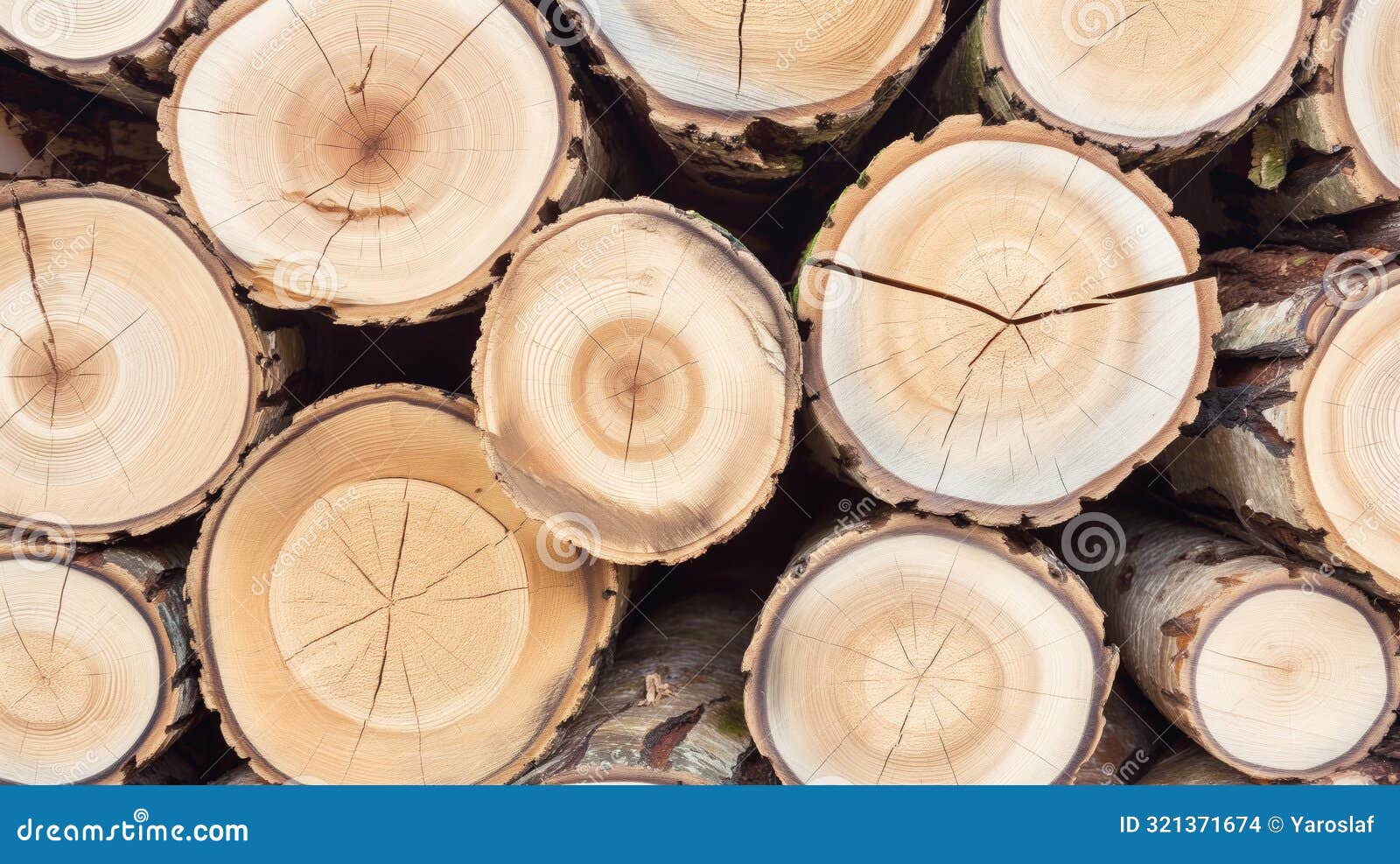 Stack of Freshly Cut Tree Logs Showing Cross-sections with Growth Rings ...