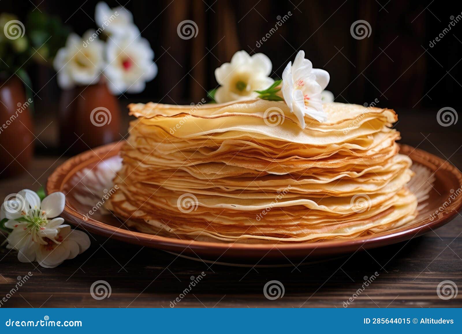 Stack of Freshly Made Crepes on a Plate Stock Image - Image of food ...