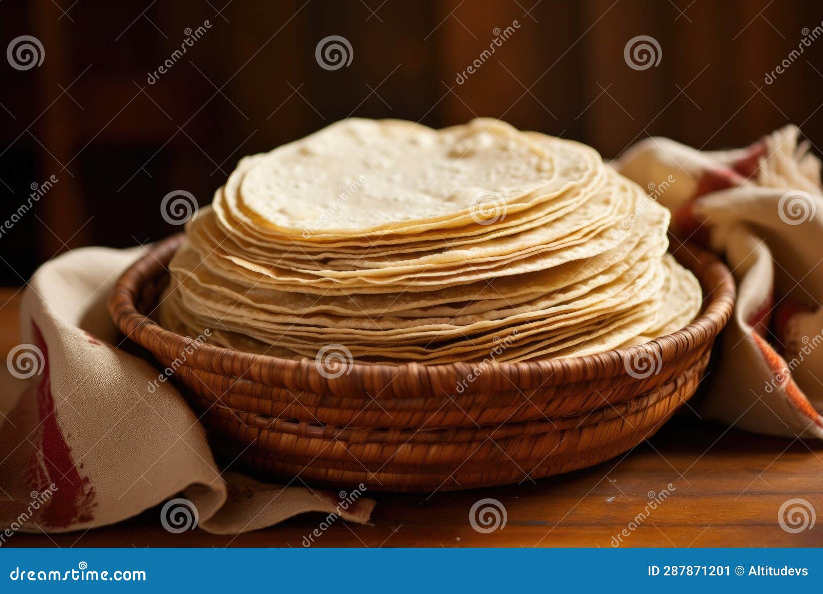 Stack of Freshly Made Tortillas in a Basket Stock Image - Image of ...