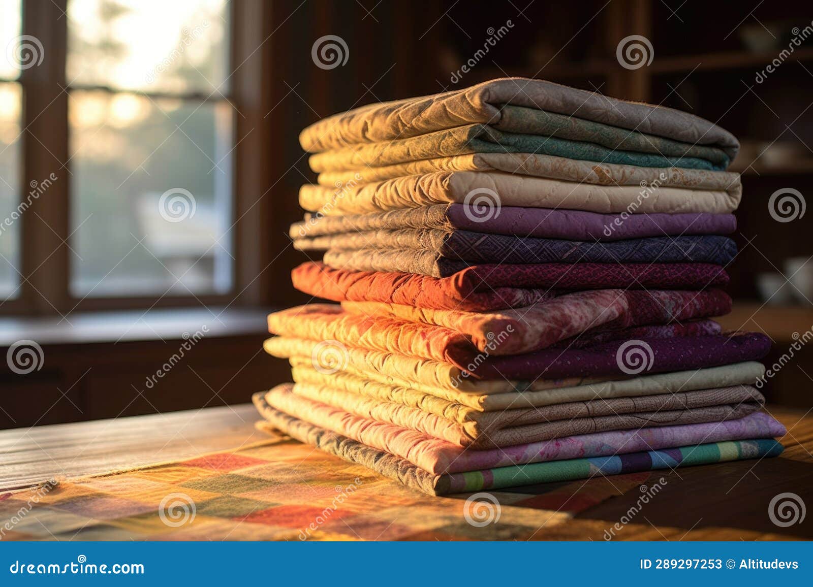 Stack of Freshly Sewn Quilt Blocks in Soft Light Stock Image - Image of ...
