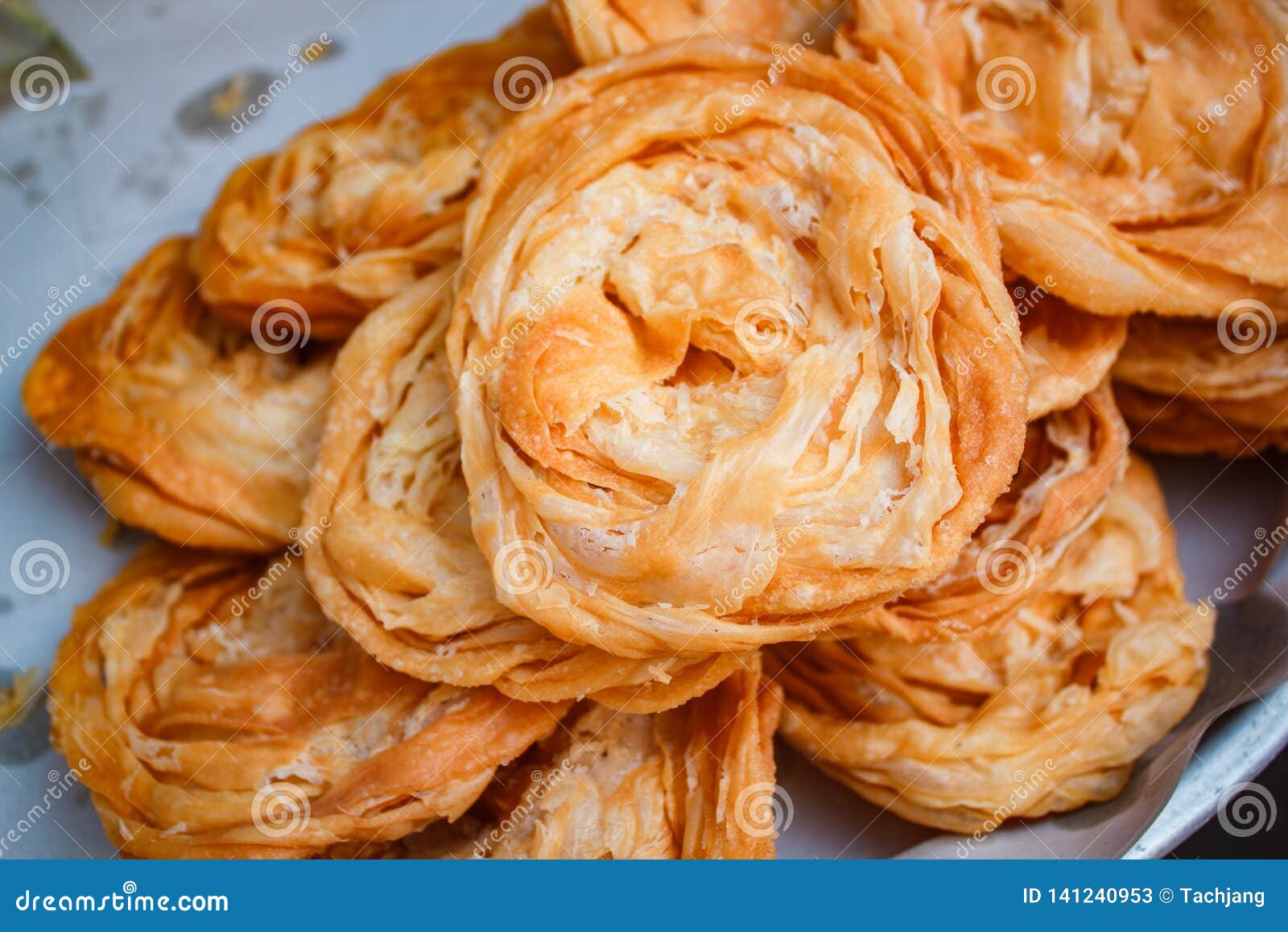 Stack of Fried Crispy Roti, Thai Style Stock Image - Image of food ...