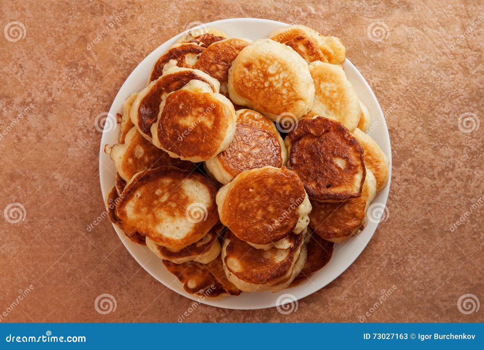 Stack of Fried Pancakes on a White Plate Stock Image - Image of cooking ...