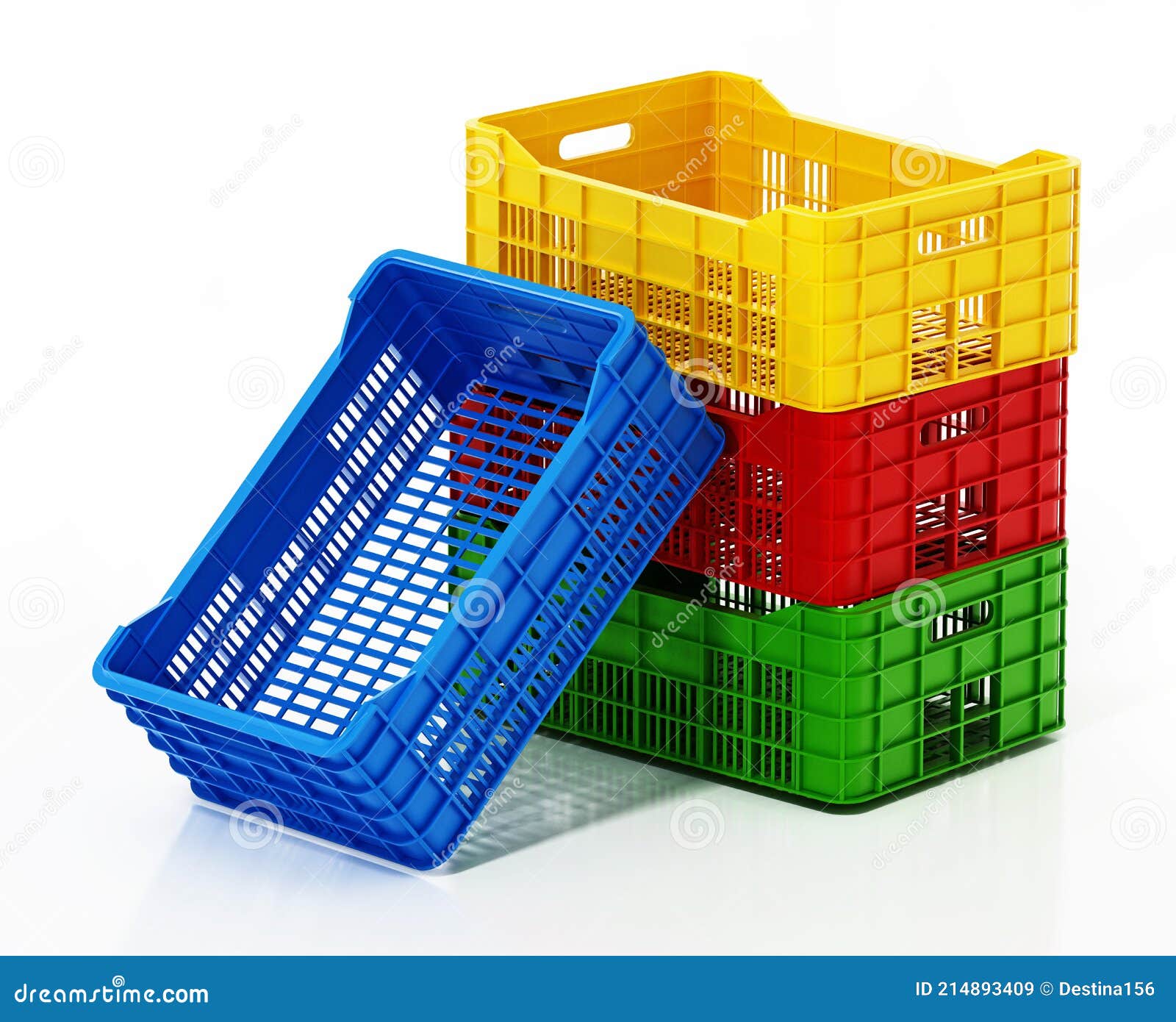 Stack Of Fruit Crates Isolated On White Background. 3D Illustration ...