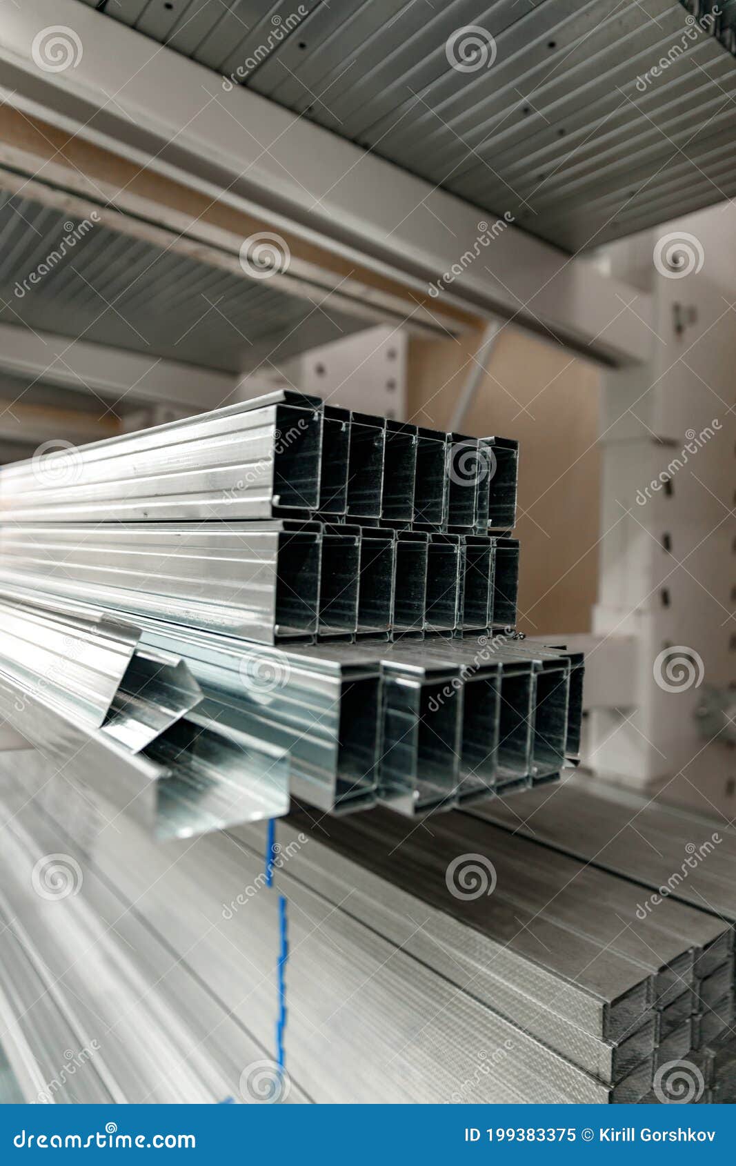 Stack Of Galvanized Metal Structures On The Ground At The Construction ...
