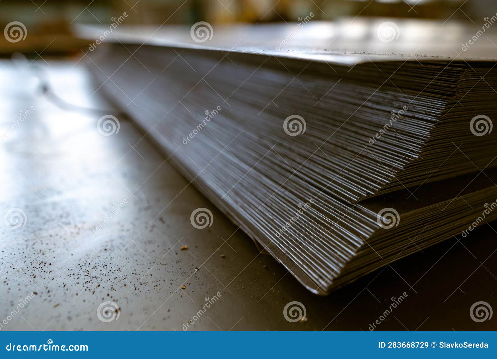 A Stack of Galvanized Thin Hot Rolled Steel Sheets in a Warehouse Stock ...