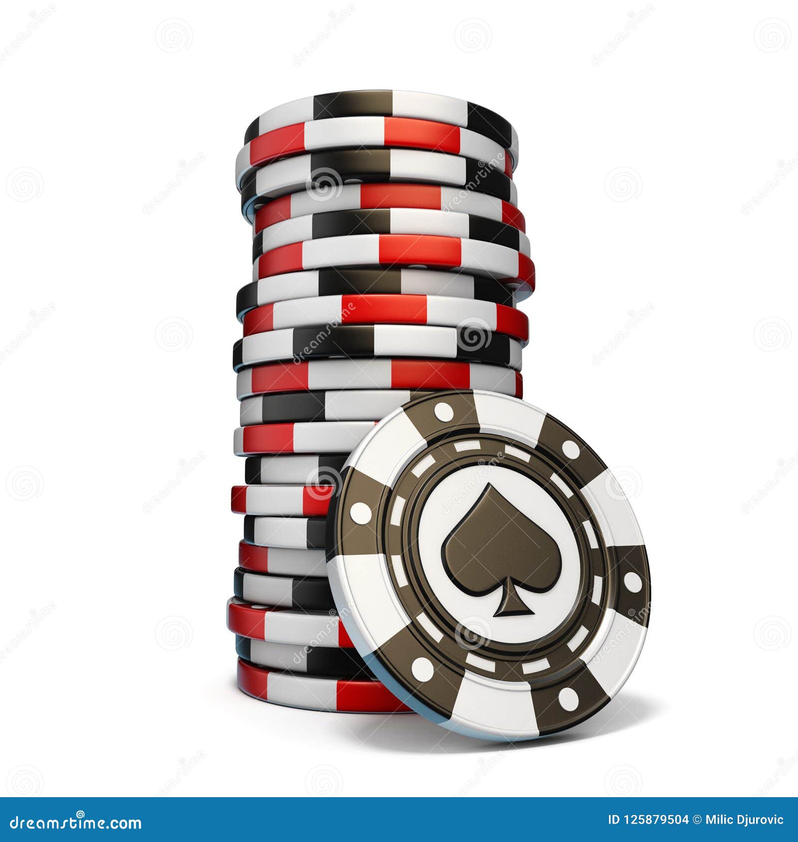 Stack of Gambling Chips and One Black Spade Chip 3D Stock Illustration ...