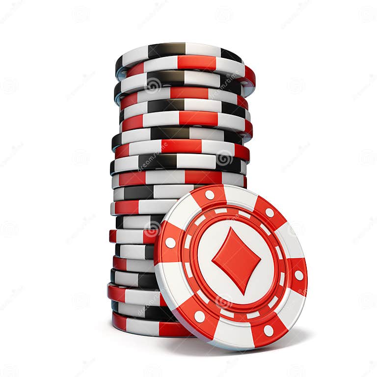 Stack of Gambling Chips and One Red Diamond Chip 3D Stock Illustration ...