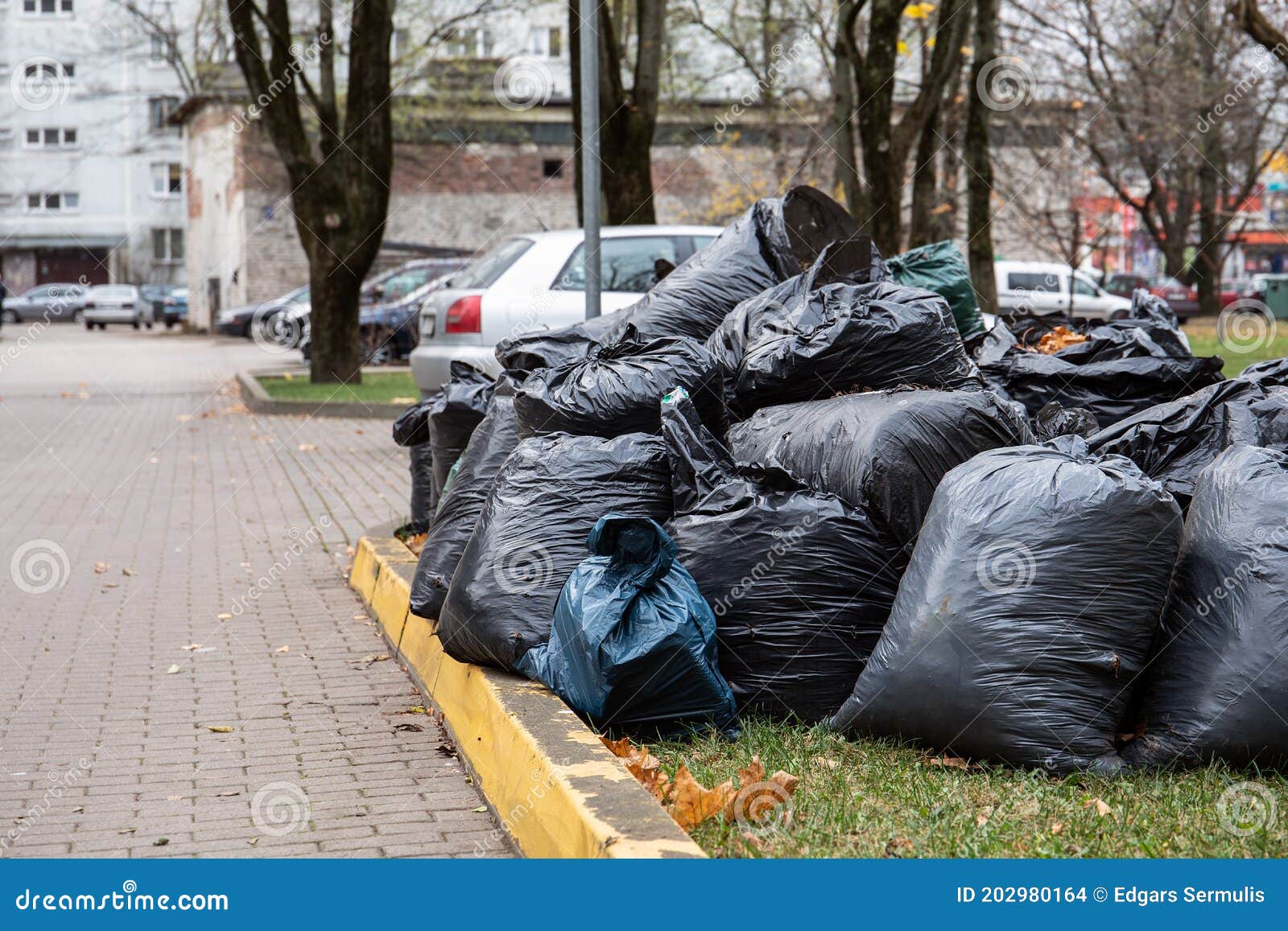 Stack of Garbage Bag or Bin Bag. Waste Sorting, Tidy and Clean ...