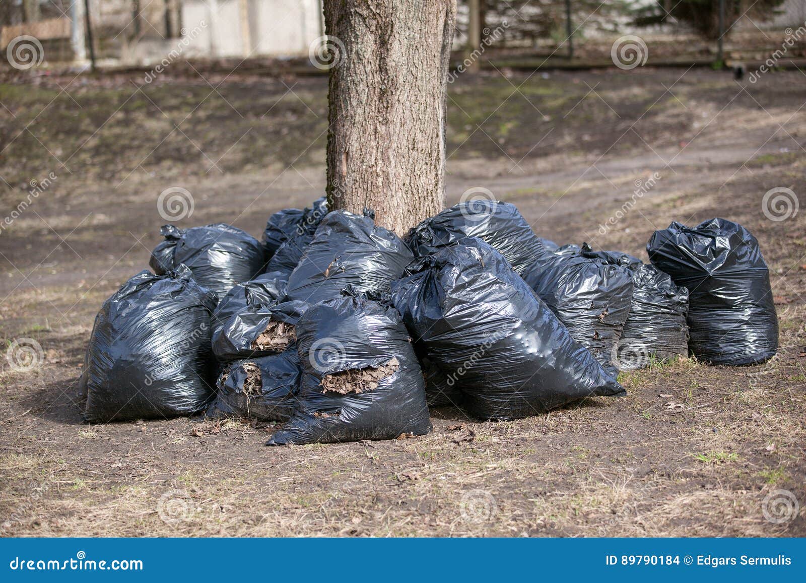 Stack of Garbage Bags for Take Out. Clean Up the City Park in the ...