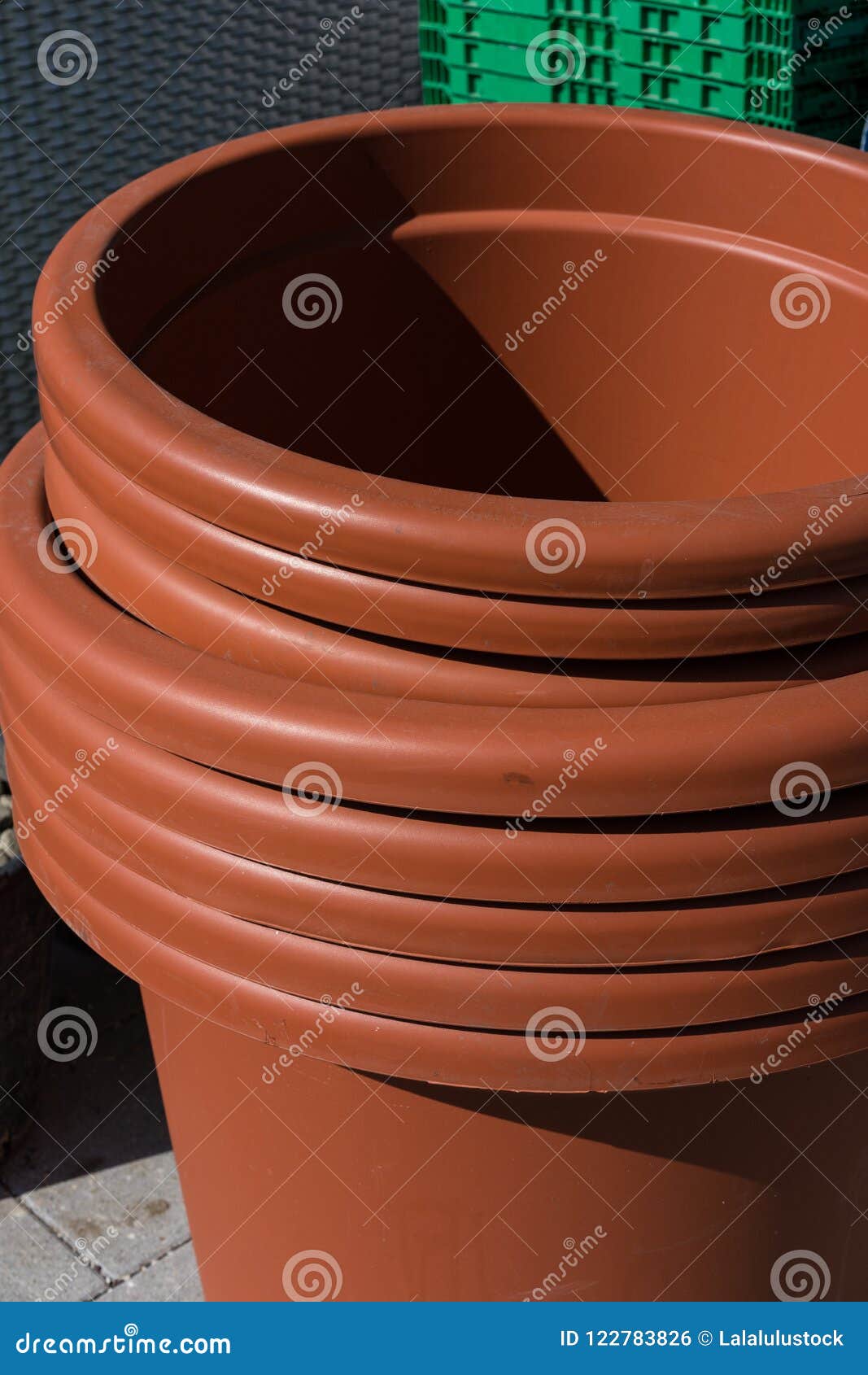 Stack of Gardening Pot in Summer Stock Photo - Image of objects ...