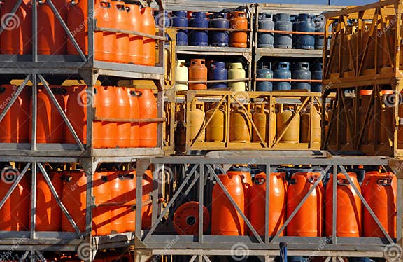 Stack of gas bottles stock image. Image of explosive, fuel - 3387241