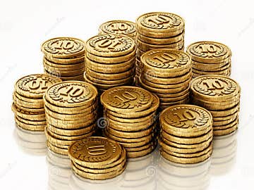 Stack of Generic Gold Coins Isolated on White Background. 3D ...