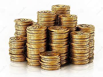 Stack of Generic Gold Coins Isolated on White Background. 3D ...